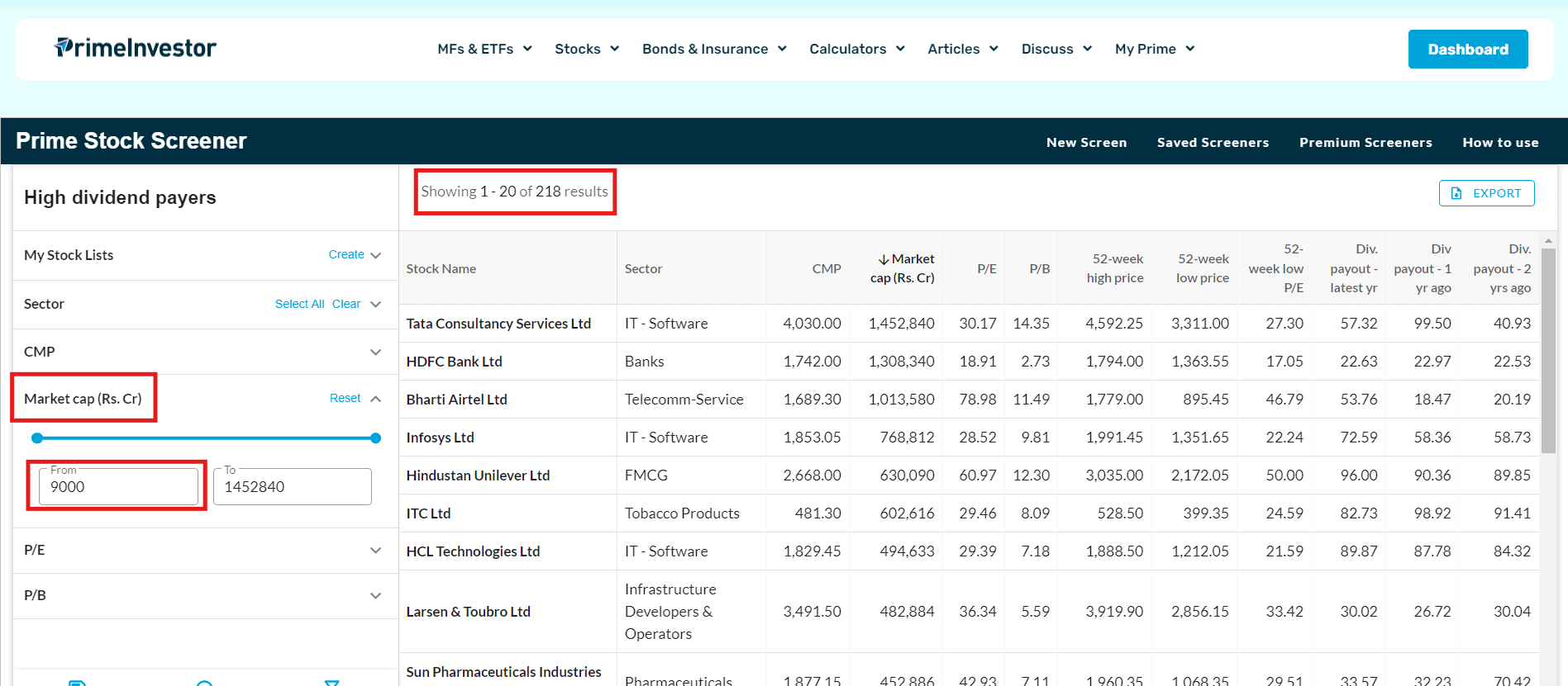 Prime Screener: Over 30 Top High Dividend Paying Stocks in India ...